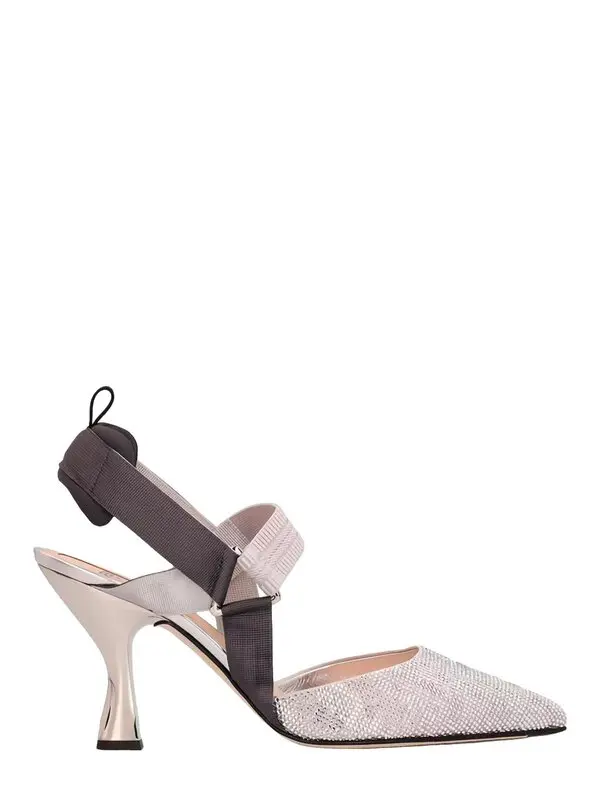 Fendi 85mm Colibrì Strass Heeled Sandals - Grey