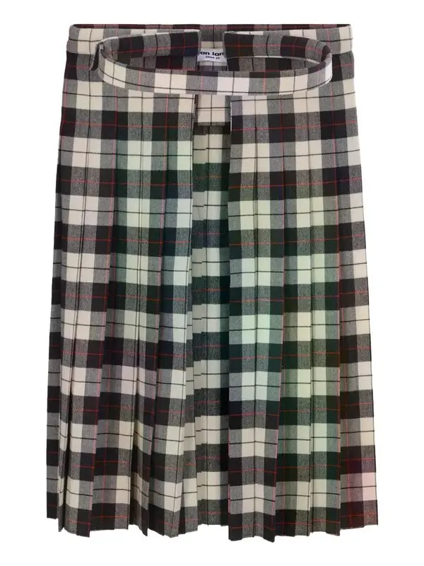 DURAN LANTINK Tartan Pleated Skirt - Neutrals