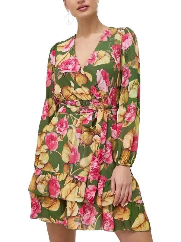 Guess Floral Tie Dress - Green