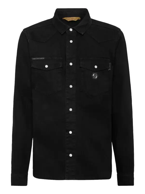 Philipp Plein Logo-plaque Denim Shirt - Black