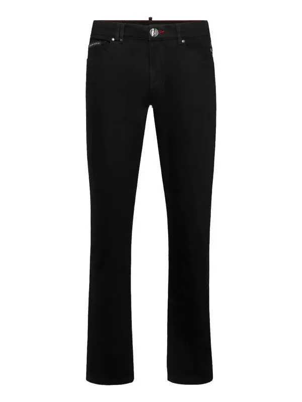 Philipp Plein Logo Plaque Straight Leg Jeans - Black