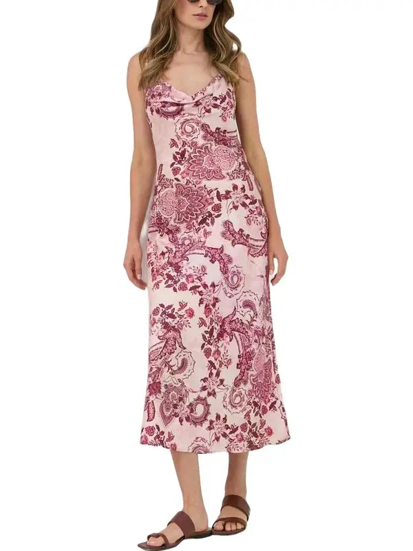 Guess Cowl-neck Floral Dress - Pink
