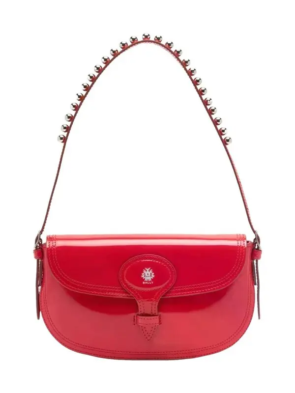 Bally Shoulder Bag With Studded Handle - Red