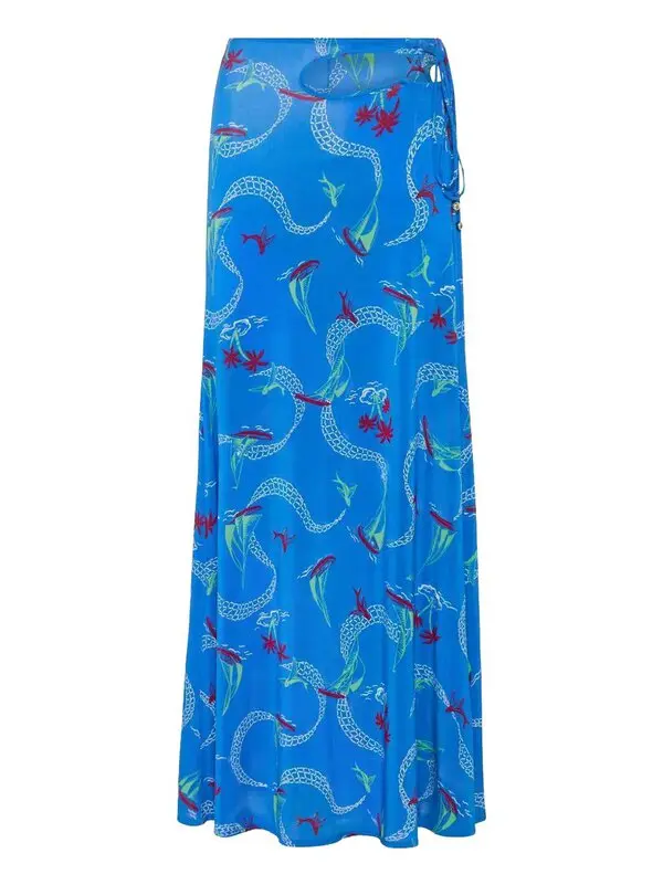 Rabanne Fish-print Maxi Skirt - Blue