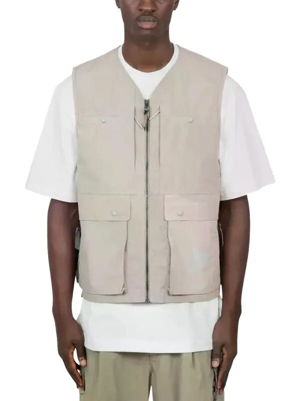 AND WANDER Zip-front Pocketed Vest - Neutrals