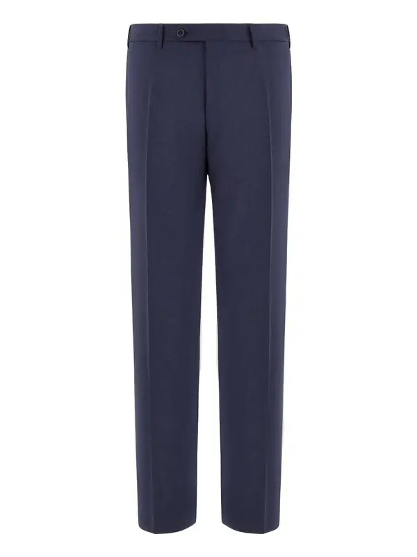 Canali High-waisted Stretch Wool Trousers - Blue
