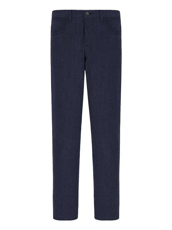 Canali Five-pocket Impeccabile Wool Flannel Pants - Blue