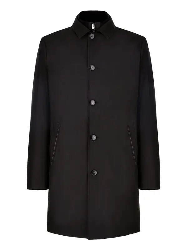 Canali Technical Fabric Car Coat - Black