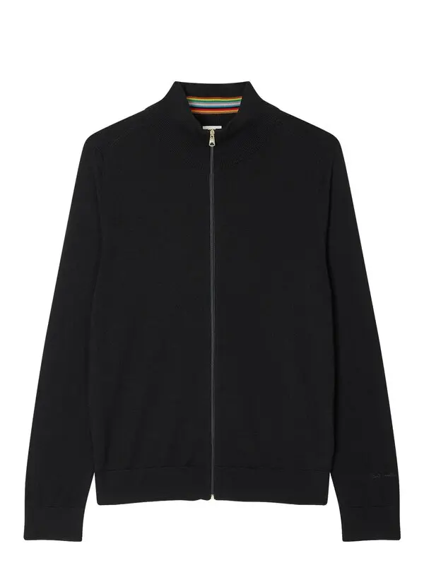 Paul Smith Merino Wool Full-zip Cardigan - Black