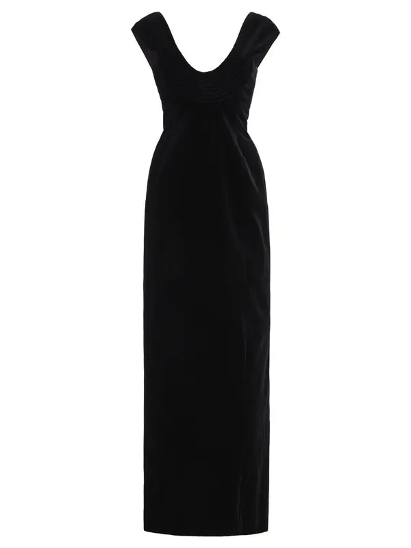 COLLEEN ALLEN Cotton-velvet Maxi Dress - Black