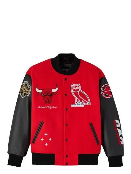 OVO Nba Chicago Bulls Varsity Jacket - Red