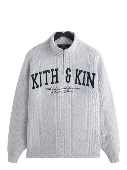 Kith Cable Fleece Quarter-zip - Light Heather Grey