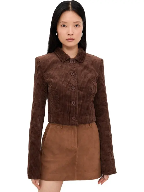 Lioness Corduroy Button-up Jacket - Chocolate