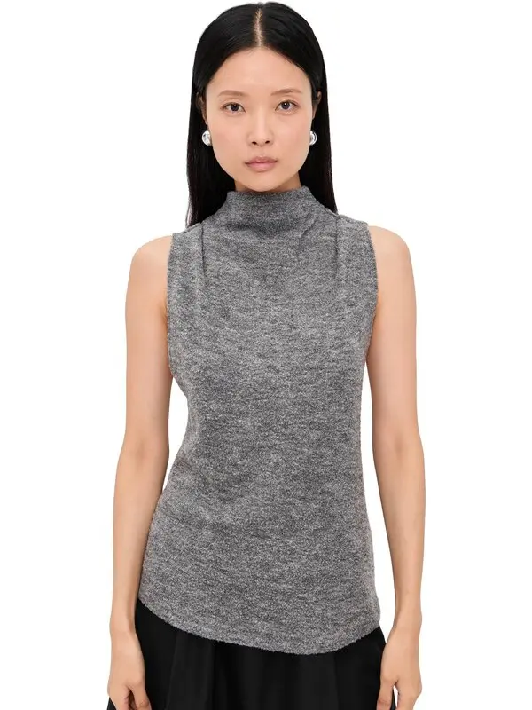 Proenza Schouler White Label Cynthia Wool Jersey Top - Grey Melange