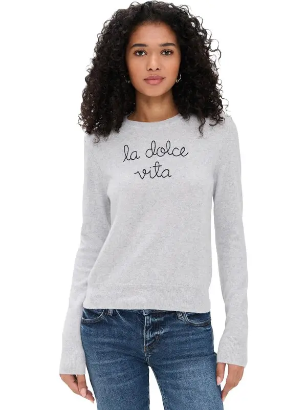 Lingua Franca La Dolce Vita Cashmere Crewneck - Smoke