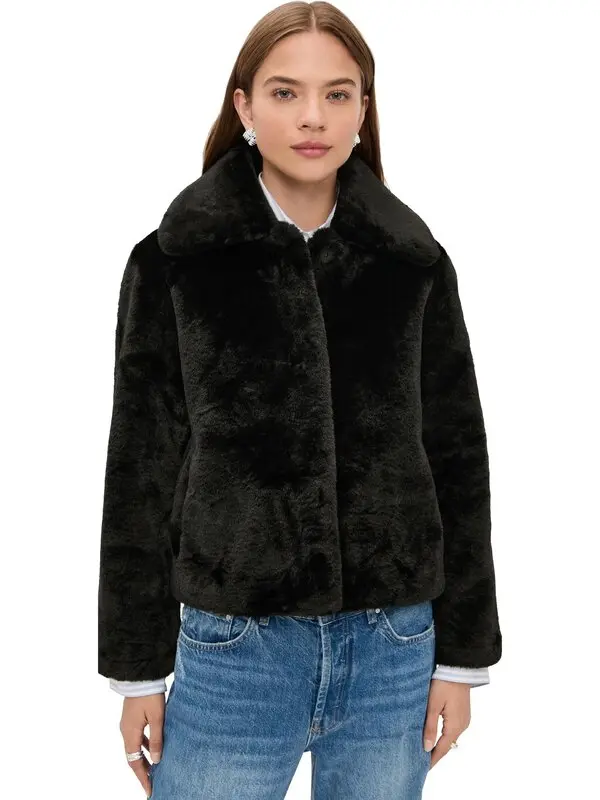 Apparis Elis Faux Fur Coat - Noir