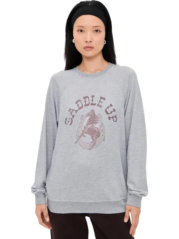 The Original Retro Brand Saddle Up Graphic Sweatshirt - Vintage Heather Grey