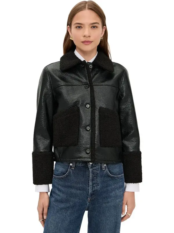 Rails Dria Faux Leather Jacket - Black Shearling