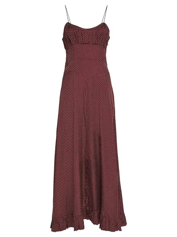DÔEN Silk-blend Rosaria Maxi Dress - Burgundy