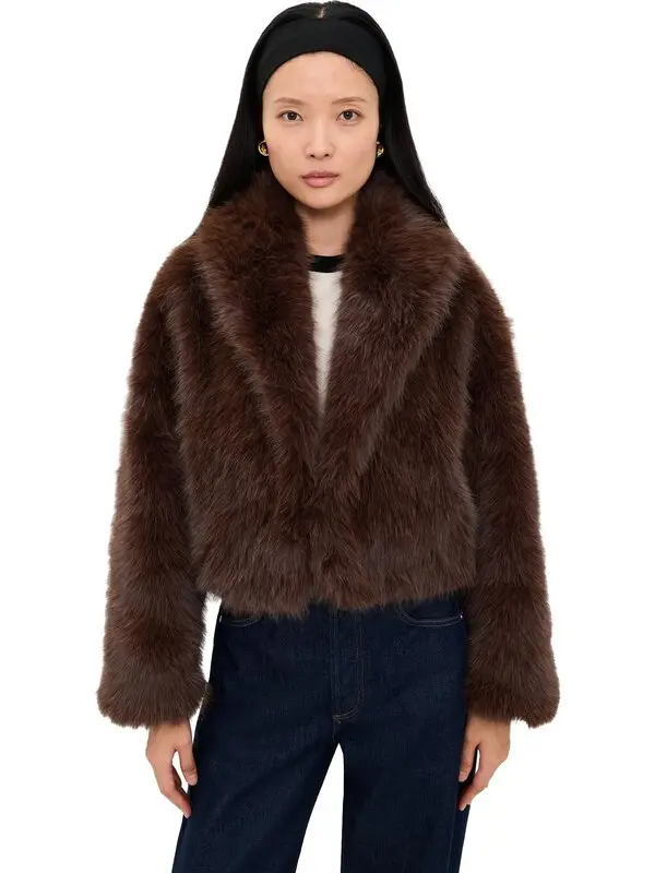 Lioness Faux Fur Jacket - Chocolate