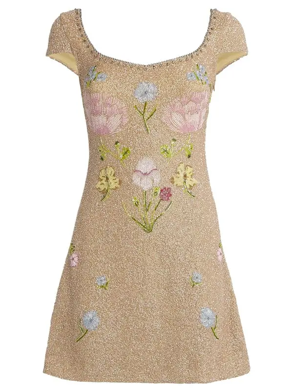 CLIO PEPPIATT Embellished Marie Mini Dress - Beige