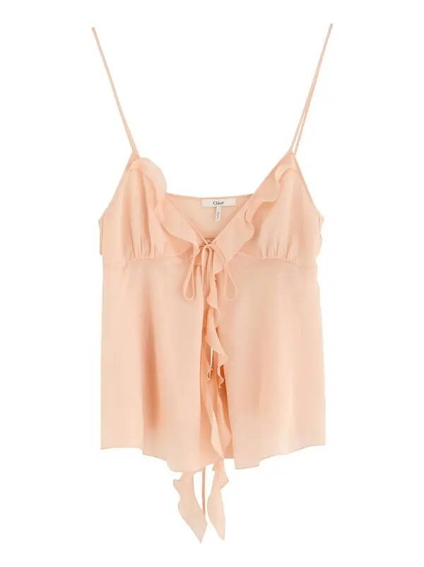 Chloé Silk Ruffled Top - Pink Light