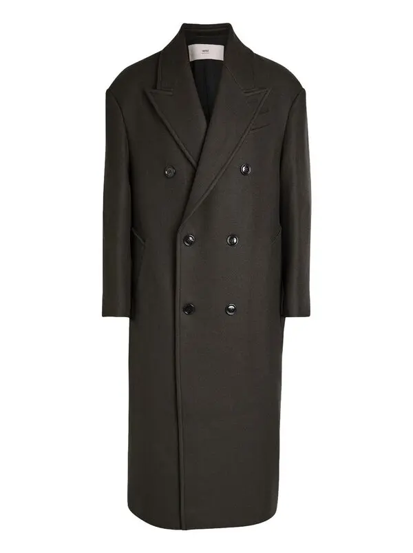 Ami Double-breasted Wool Coat - Anthracite