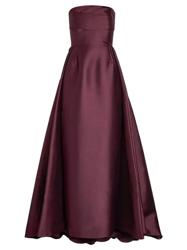 Solace London Tiffany Strapless Faille Gown - Aubergine