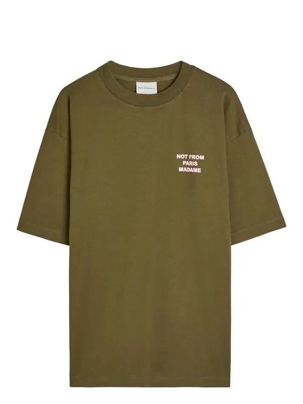 Drole De Monsieur Le T-shirt Slogan Printed Cotton T-shirt - Khaki