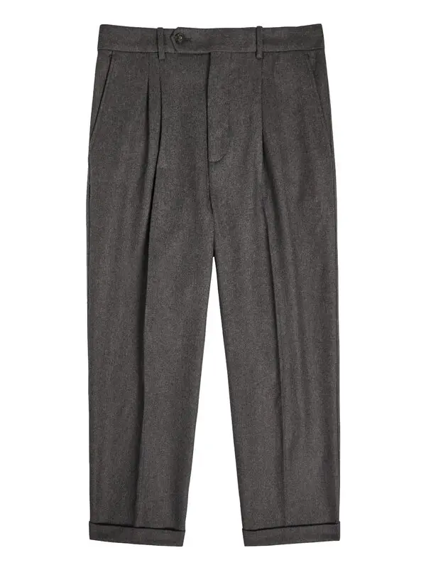 Drole De Monsieur Wool-blend Cropped Trousers - Grey