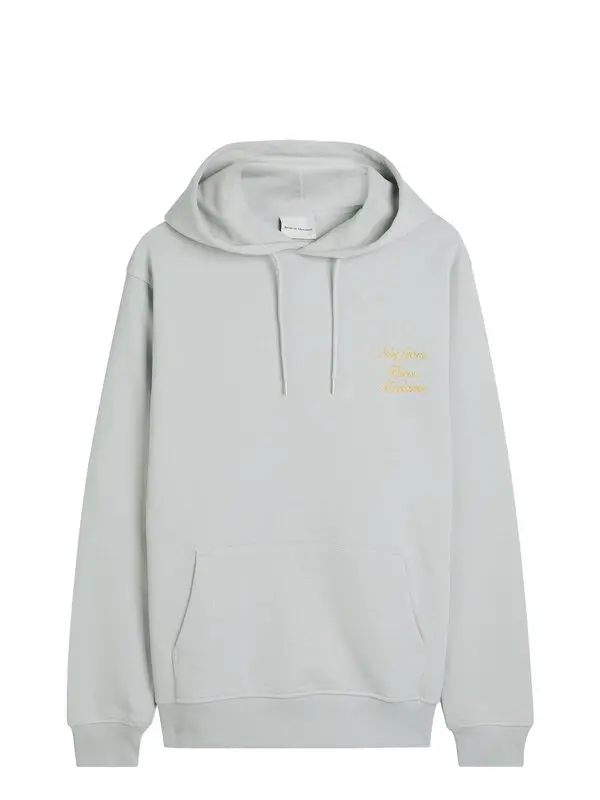 Drole De Monsieur Le Slogan Calligraphy Hooded Cotton Sweatshirt - Grey
