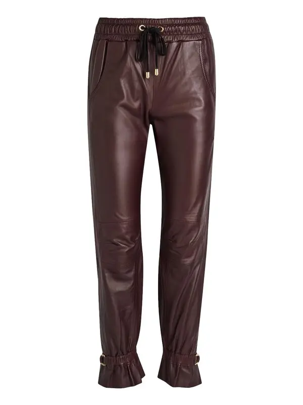 SKIIM Gaby Leather Trousers - Burgundy