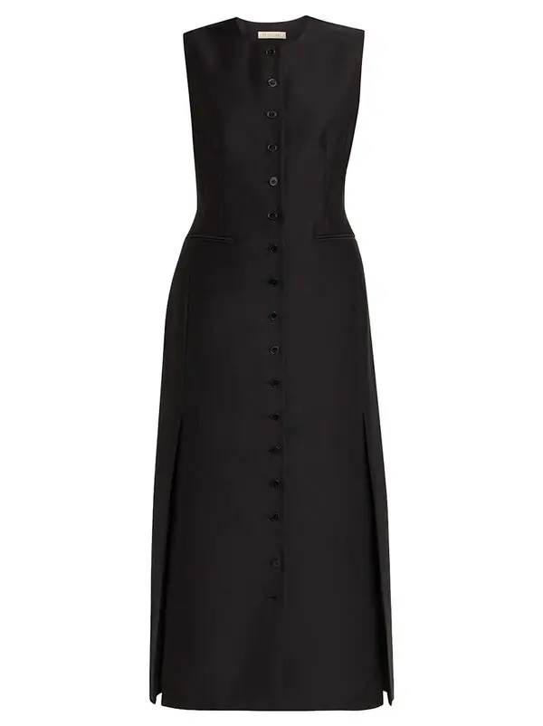 HEIRLOME Paulina Button-front Sleeveless Maxi Dress - Black