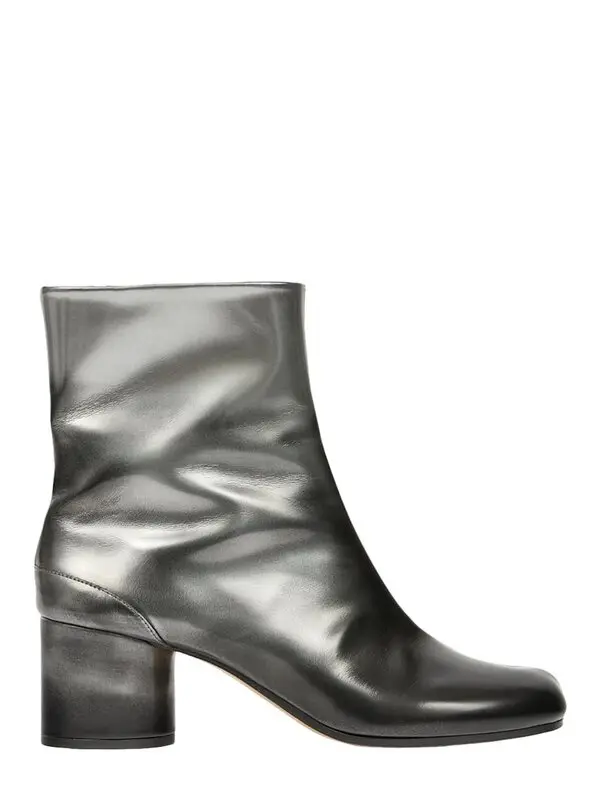 MAISON MARGIELA Tabi Bicolor Leather Ankle Boots - Silver/black