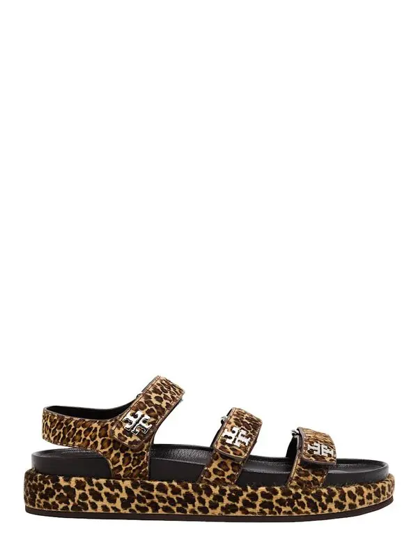 Tory Burch Kira Leopard Calf Hair Triple-strap Sport Sandals - Leopard Print/silver