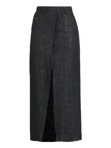 WHITE SAND Flared Tweed Maxi Skirt - Black