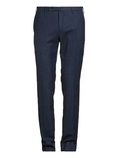 Incotex Virgin Wool Glen Plaid Tapered Pants - Navy