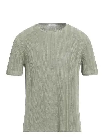 PANICALE Linen Knit Short Sleeve Sweater - Sage Green