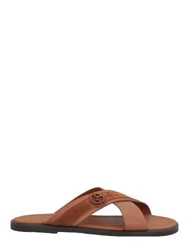 Giorgio Armani Pebbled Leather Sandals - Brown