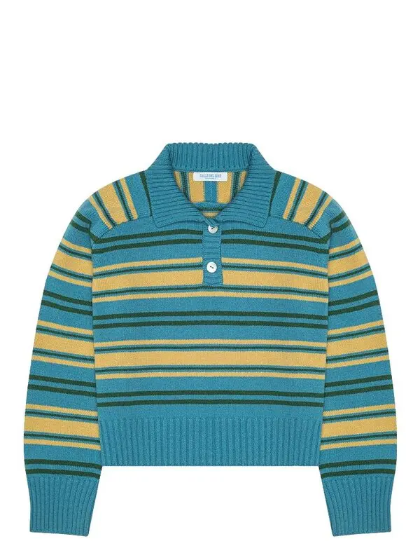Calle Del Mar Striped Cashmere Polo - Blue