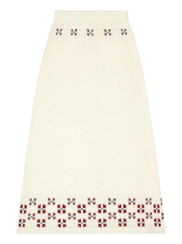 Calle Del Mar Fair Isle Cashmere Midi Skirt - Natural