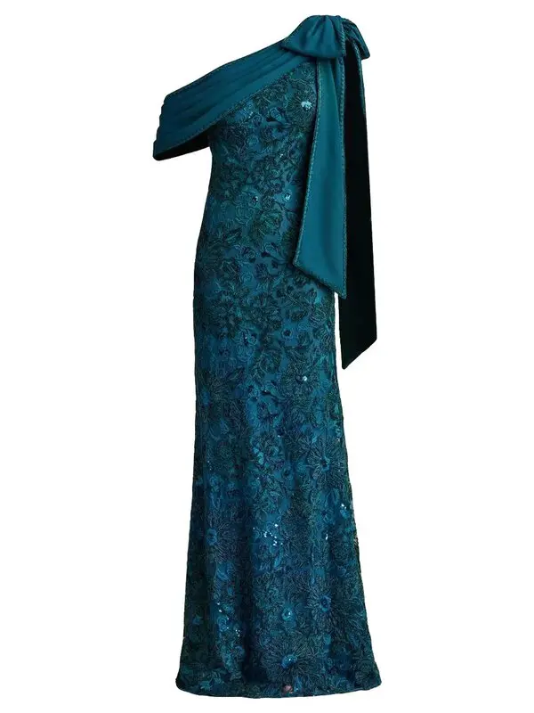 Tadashi Shoji Floral-sequin Maxi Dress - Blue
