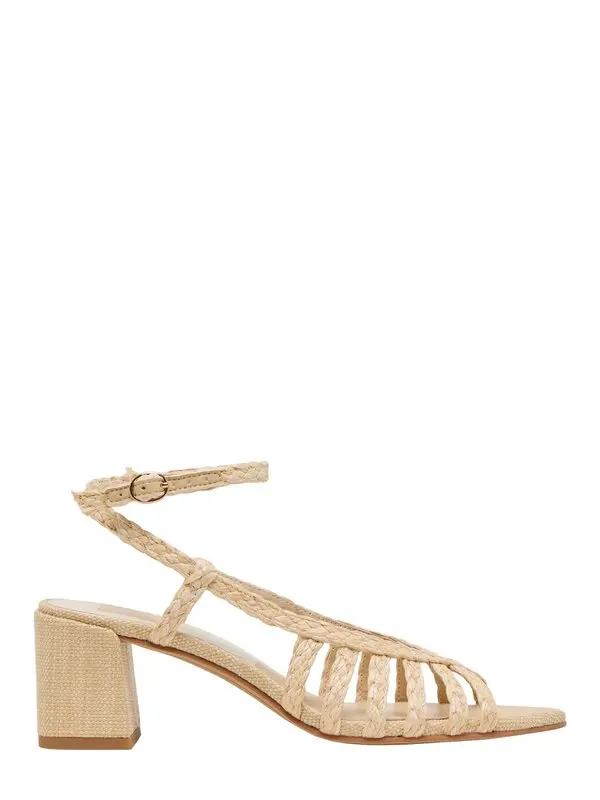 DOLCEVITA Yasmin Raffia Block Heel Sandals - Natural Raffia
