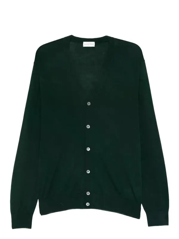 BALLANTYNE V-neck Fine-knit Cardigan - Green