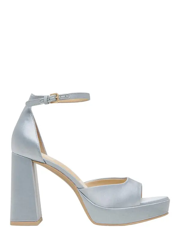 DOLCEVITA Pandro Crystal Satin Platform Pumps - Light Blue Satin