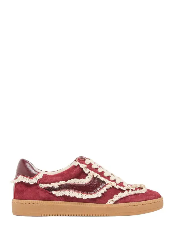 DOLCEVITA Lace Trim Sneakers - Oxblood Suede