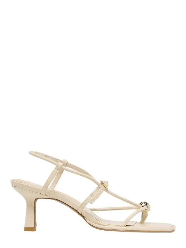 DOLCEVITA Strappy Architectural Heel Sandals - Creme Leather