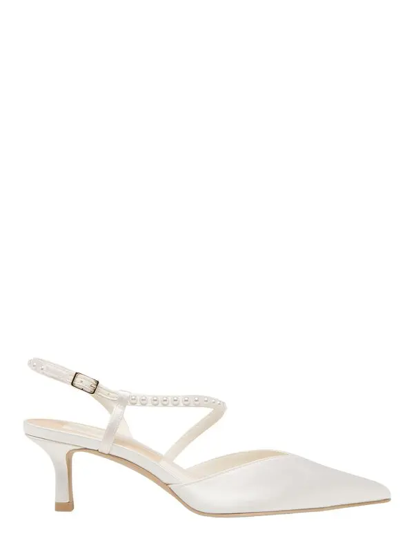 DOLCEVITA Kamra Pearl Mid Heels - True White Satin