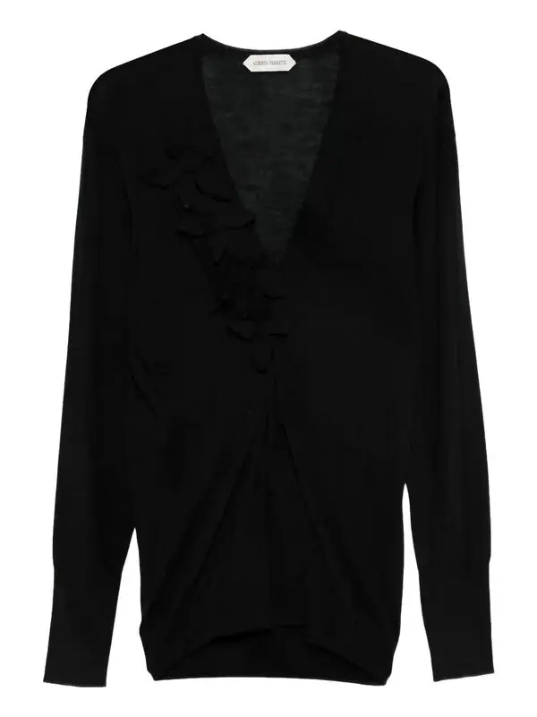 Alberta Ferretti Floral-appliqué Cardigan - Black