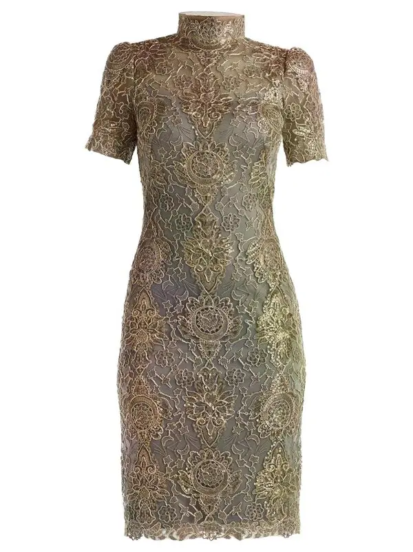 Tadashi Shoji Sequin Floral Dress - Gold
